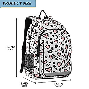 ALAZA Leopard Print Cheetah Jaguar Pink Heart Laptop Backpack Purse for Women Men Travel Bag Casual Daypack with Compartment & Multiple Pockets