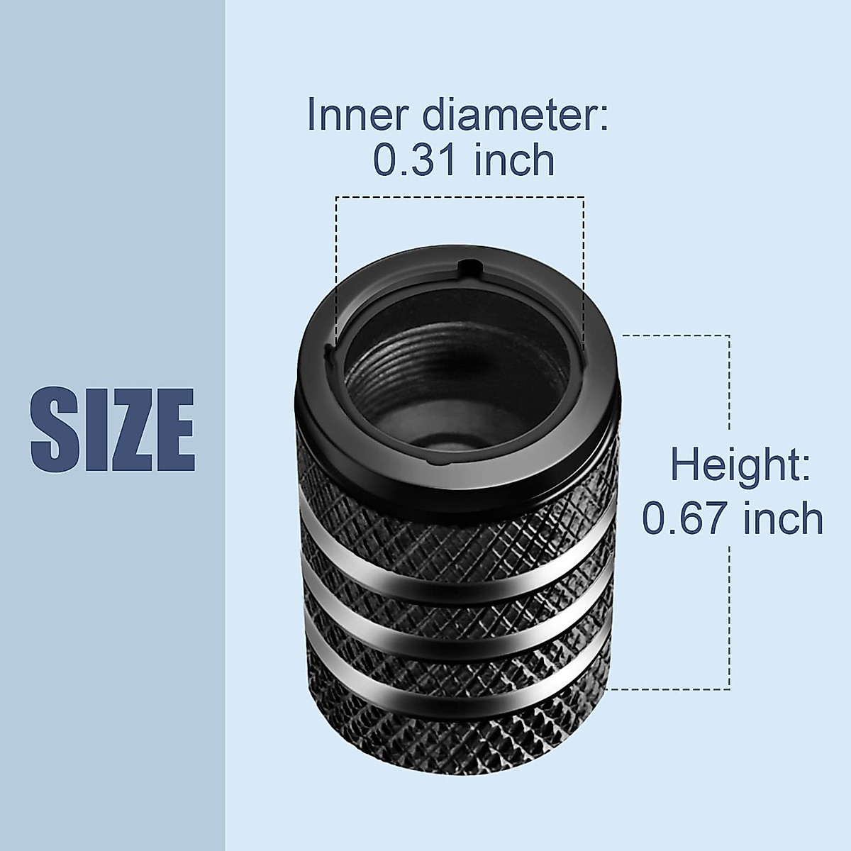 Tire Valve Stem Cap Cover - (5 Pack) Tire Air Caps Metal with Plastic Liner Corrosion Resistant Leak-Proof for Car Truck Motorcycle SUV and Bike Black