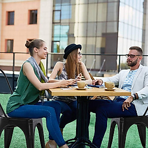 Metal Dining Chairs Set of 4 Outdoor Indoor Restaurant Cafe Tolix Bistro Kitchen Farmhouse Chairs with Back, Stackable Industrial Metal Chairs Hold Up to 330lbs, Black