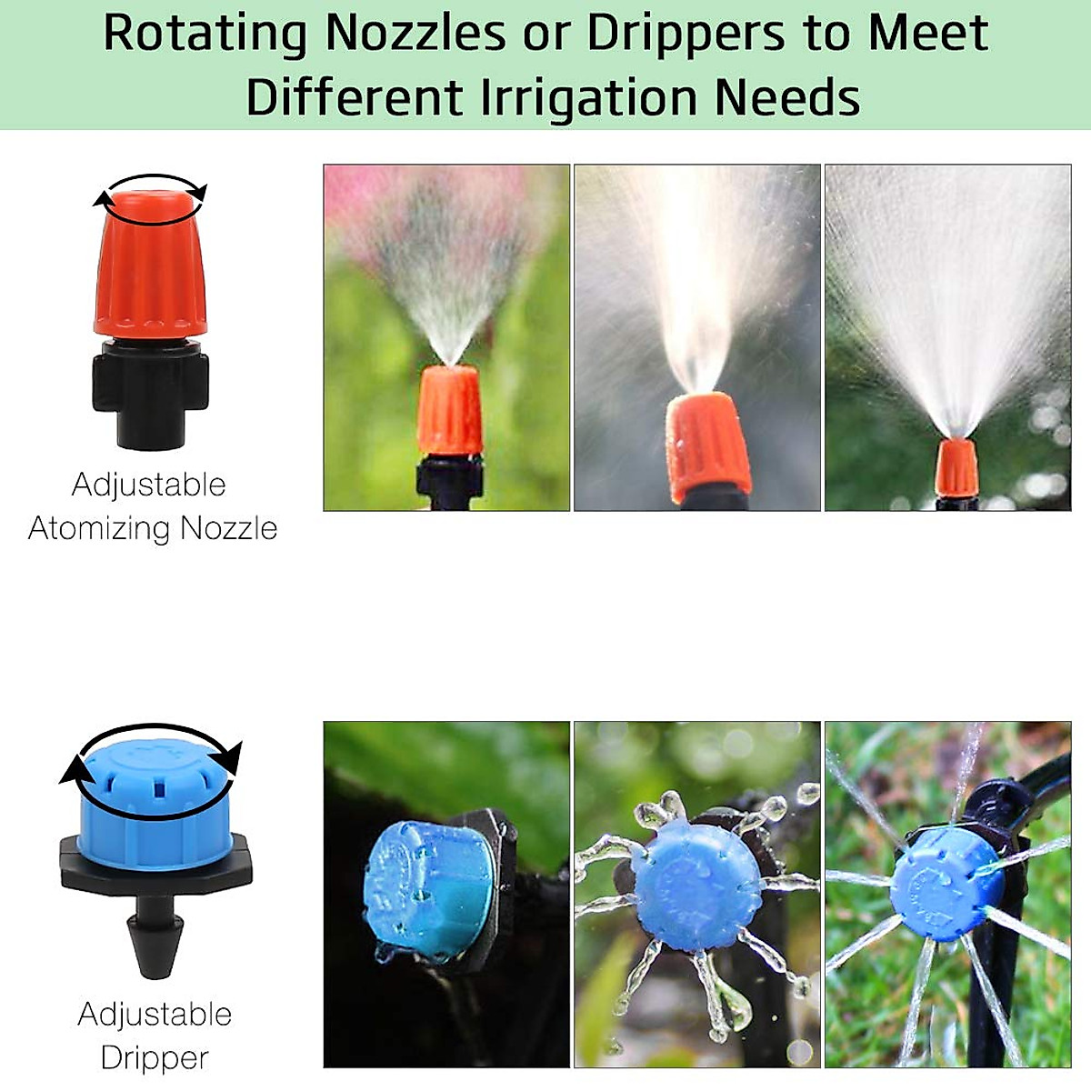 Drip Irrigation System, Garden Watering System Kit, 100ft 3/8" & 1/4" Irrigation Sprinkler System for Lawn Greenhouse, Automatic Drip Irrigation Kits, Watering Equipment for Indoor Outdoor Plants