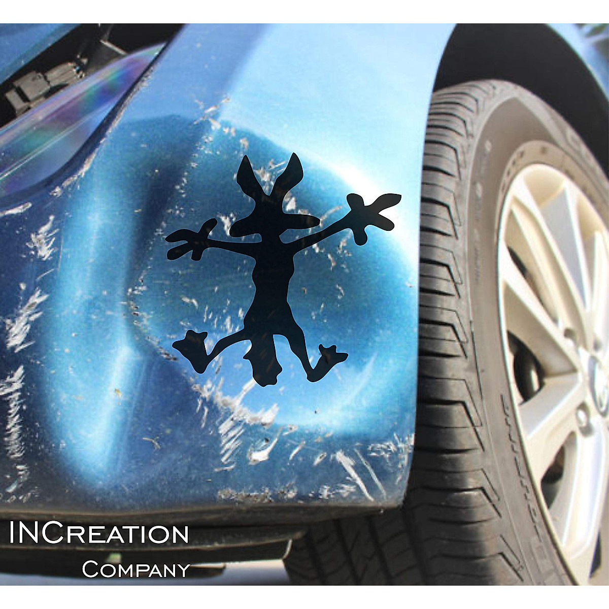 Cartoon Coyote Splat Hitting Wall - Car - Laptop - Decal - Sticker