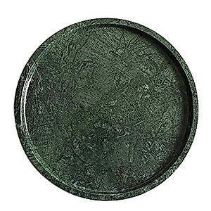 StonePlus Natural Real Marble Vanity Bathroom Tray/Neat Organizer for Cups, Shampoo Perfume Jewelry (Green, 9.84Dx1.18H)