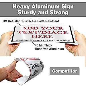 Custom Signs Outdoor Metal Sign - 12 x 8 Personalized Aluminum Rust-Proof Entrance Signs, Garden Signs, Hazard Signs, Intersection Signs, Parking Signs, Decorative Signs (Black Text Box)
