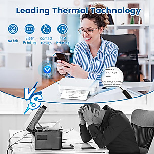 Ponek WiFi Thermal Printer - S821 Wireless Printers for Home Use, Inkless Portable Printer Supports 8.5" x 11" Letter/A4/A5/B5 Thermal Paper, Compatible with Phones & PC for Office, Home