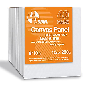 Canvas Boards for Painting 40 Pack, 8 inch x 10 inch Super Value Pack, Artist Canvas Panels for Oil & Acrylic Painting