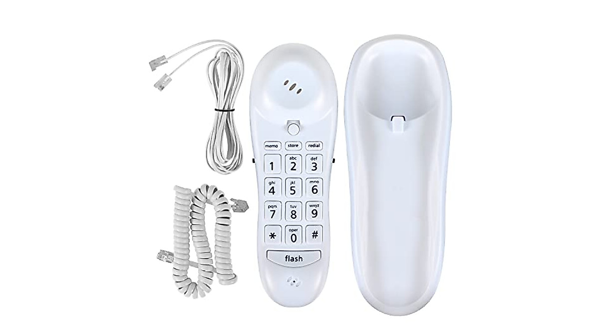 Slimline White Phone for Wall or Desk - Blue Donuts