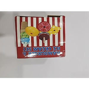 Bravmate Wooden Montessori Toys for 1 2 3 Years Old Kids, Realistic Burger & Ice Cream Toy, Stacking & Pretend Play for Little Chef, Preschool Play Fake Food Games, Educational Fine Motor Skills Toys