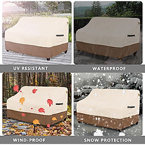 Heavy Duty Oxford Patio 3-Seater Sofa Cover,Outdoor Couch Cover,100% Waterproof Heavy Duty Patio Furniture Covers,Outdoor Couch Cover with Air Vents and Handles (White Coffea, 76W*32.7D*33H inch)