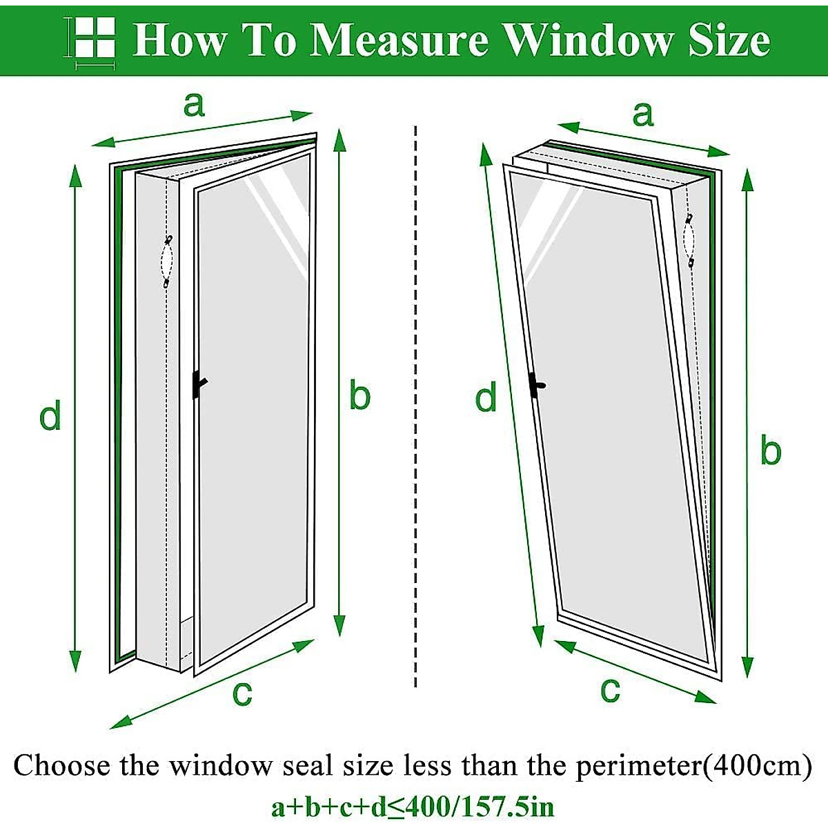 WASAIQI 400CM Universal Window Seal for Portable Air Conditioner and Tumble Dryer, Seal for AC Unit with Zip and Adhesive Fastener, Easy to Install, Works with Every Mobile Air-Conditioning
