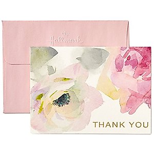 Hallmark Thank You Cards, Watercolor Flowers (10 Cards with Envelopes)