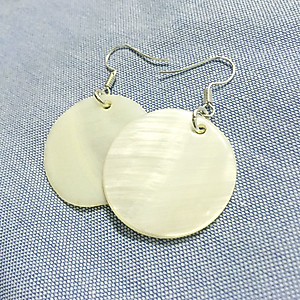AMOR SPES White Natural Sea Shell Silver Drop Dangle Earrings Women Earrings Beach Jewelry (White)