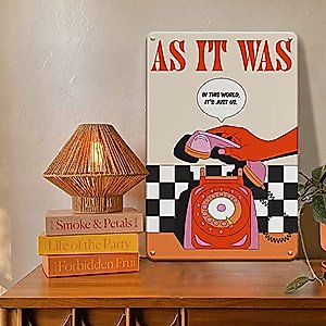 Vintage Harry Posters for Room Aesthetic Metal Tin Sign, HL As It Was Music Album Cover Wall Art Metal Poster, Pop Retro Abstract Style Home Party Wall Decor Tin Signs for Bedroom Living Room, 12X8 Inches