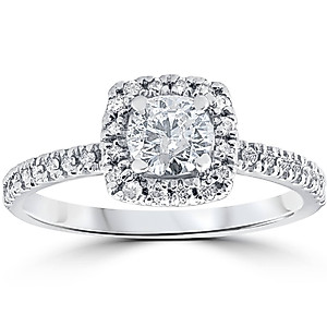 P3 POMPEII3 3/4ct Cushion Halo Diamond Engagement Ring 14K White Gold - Size 6