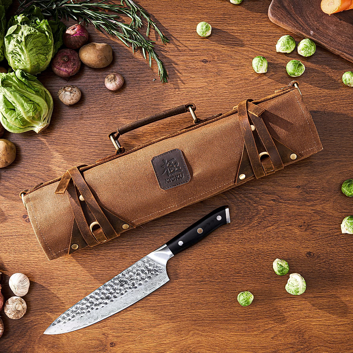 KYOKU Shogun Series Chef Knife + Paring Knife + Professional Chef Knife Roll Bag