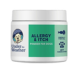 Under The Weather Allergy & Itch Relief Powder for Dogs | Dog Allergy and Itch Aid | Immune Booster and Skin & Coat Supplement for Dogs | Aids Seasonal Allergies, Skin Hot Spots & Anti-Itch