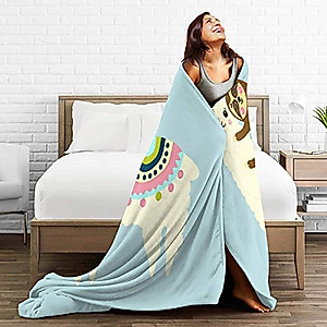 Delerain Alpaca Llama Sloth Soft Throw Blanket 40"x50" Lightweight Flannel Fleece Blanket for Couch Bed Sofa Travelling Camping for Kids Adults