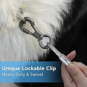 XiaZ 50 ft Dog Tie Out Run Trolley Cable, Pet Heavy Duty Reflective Dog Leash Lead Runner for Large Dogs Up to 250 Pound Silver