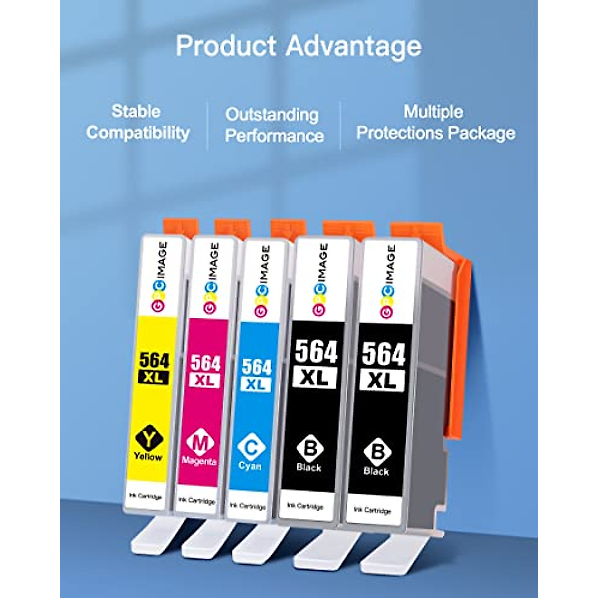 GPC Image Compatible Ink Cartridge Replacement for HP 564XL 564 XL ink use with DeskJet 3520 3522 Officejet 4620 Photosmart 5520 6510 6515 6520 7520 7525 D7560 Printer (Black Cyan Magenta Yellow, 10P)