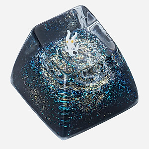 Ocean Key Artisan Keycap for DIY Replacement Handmade Resin Keycap Interstellar Resin Keycap for Switch Gaming, Cherry MX Mechanical Keyboards (Yellow)