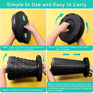 Coideal Retractable Folding Stool Upgraded - Portable Lightweight Collapsible Stool Telescoping Chair Seat Adjustable Height with Load 400 lbs for Adult Camping Travel Fishing Outdoor