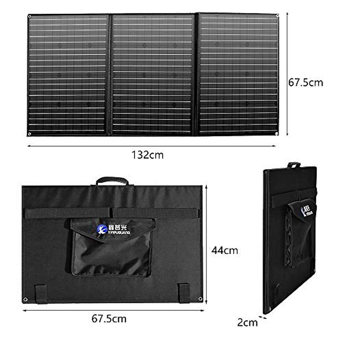 XINPUGUANG Solar Panel 150W 12V Foldable Solar Charger Portable Kit 20A Controller Portable Generator Power Station Battery USB Devices Cars RV Boat Camping (150W)