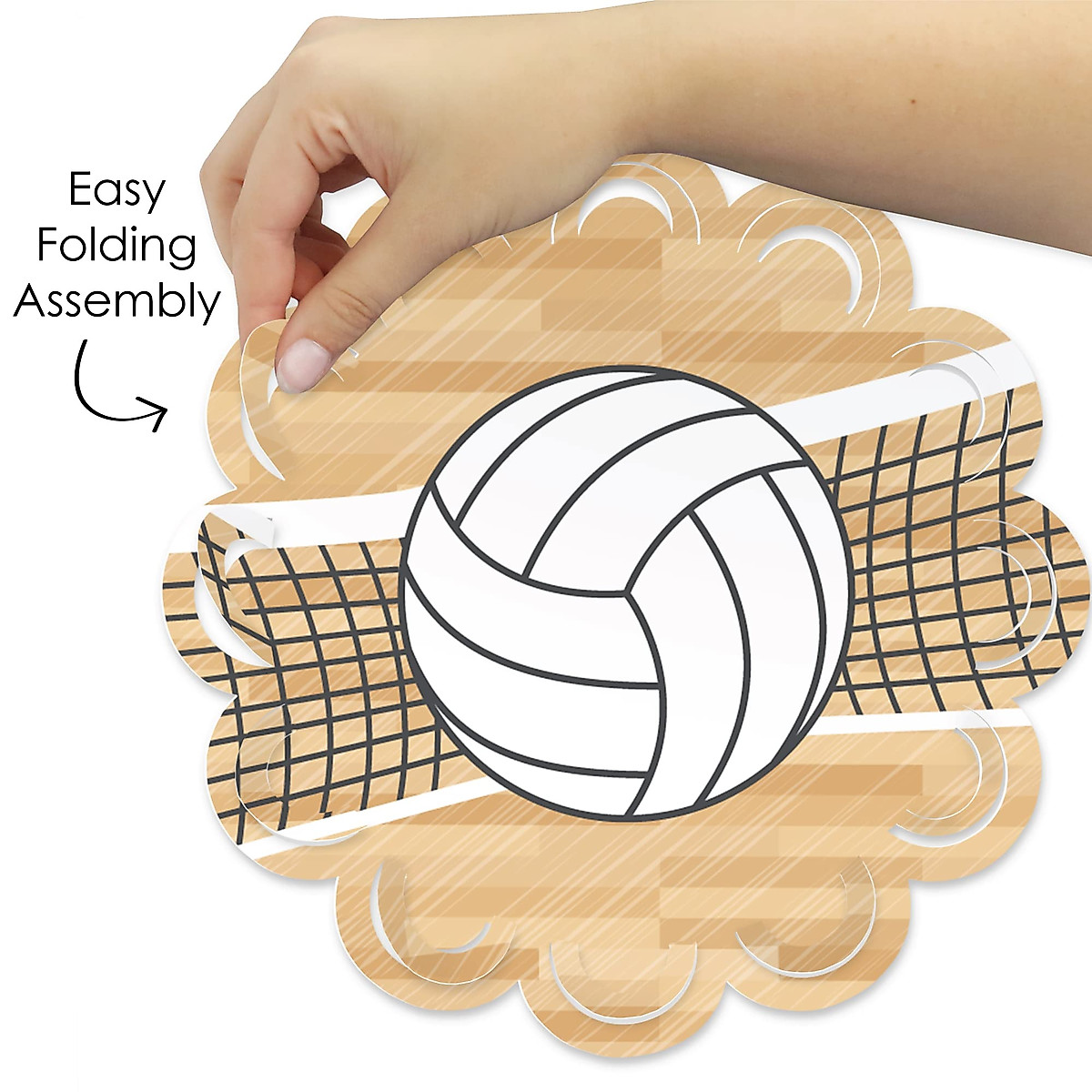 Big Dot of Happiness Bump, Set, Spike - Volleyball - Baby Shower or Birthday Party Round Table Decorations - Paper Chargers - Place Setting For 12