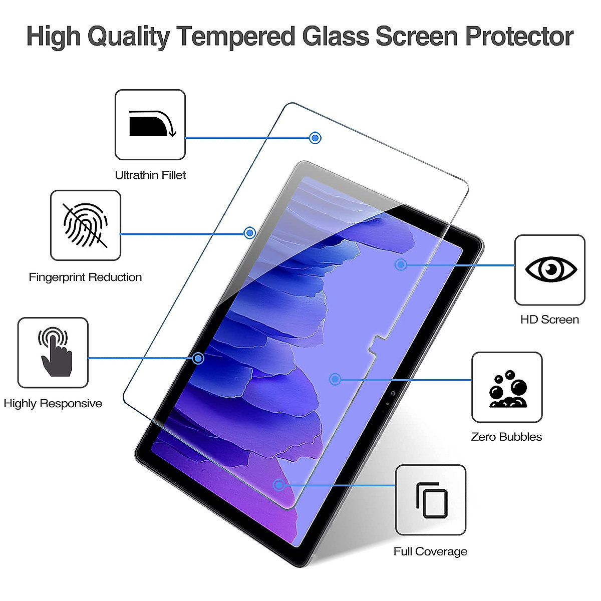 ProCase Tempered Glass Screen Protector Bundle with Slim Stand Case for Galaxy Tab A7 10.4-Inch 2020 Release