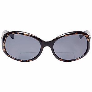Calabria 828 Polarized BiFocal Reading Sunglasses +2.50 Onyx Black Tortoise Grey Women Bi-Focal Sunglass Reader Chic Fashion