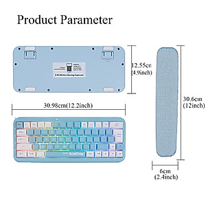 60% Wireless Gaming Keyboard,Rechargeable RGB Backlit Keyboard with Hand Rest,2.4G USB Connection,Compact 63-Key Quiet Computer Office Keyboards for PC Windows Desktop Laptop Mac Smart TV Box (Blue)