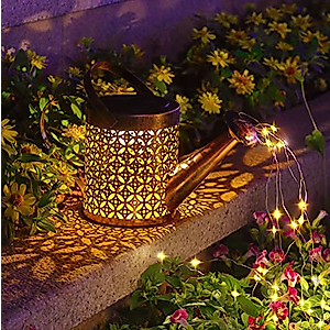 Lysliv Watering Can Solar Outdoor Lights Garden Decor, 36 LED Solar Lights Outdoor Waterproof Decorations,Warm White String Lights Hanging Solar Lantern Retro Metal Gifts for Patio Yards (1 Pack)