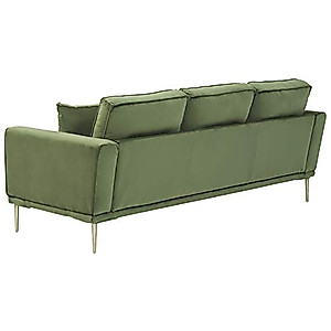 Signature Design by Ashley Macleary Modern Velvet Glam Sofa with Brass Metal Legs, Green