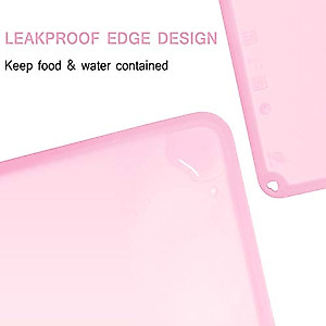 Silicone Kids Placemat, Non-Slip Reusable Placemats for Kids, Baby Dining Food Mat for Children Baby Toddler, Baby Pink
