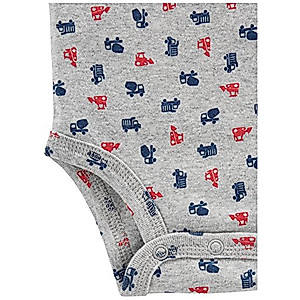 Simple Joys by Carter's Baby Boys' 5-Pack Long-Sleeve Bodysuit, Blue/Grey Trucks/Red Stripe, 24 Months