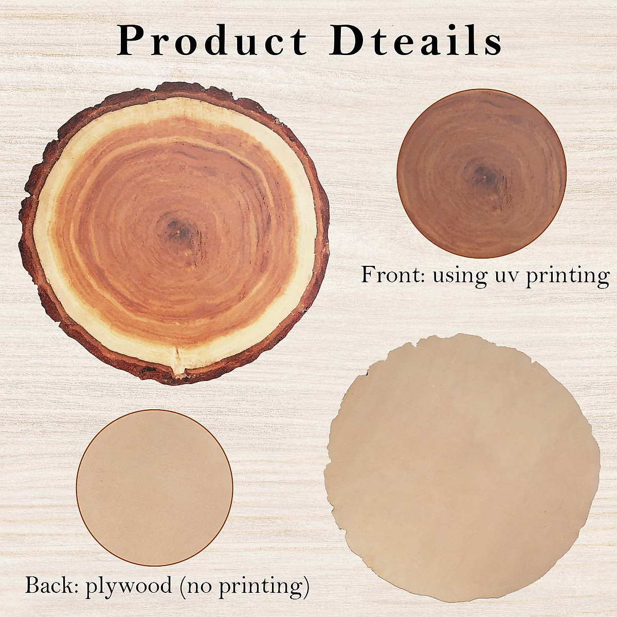 Pllieay 4 Pack 12 Inch x 5MM Artificial Thin UV Printed Round Plywood, Imitative Wood Slices Place Mats for Wedding Centerpiece, Table Centerpieces and Other DIY Decoration Projects