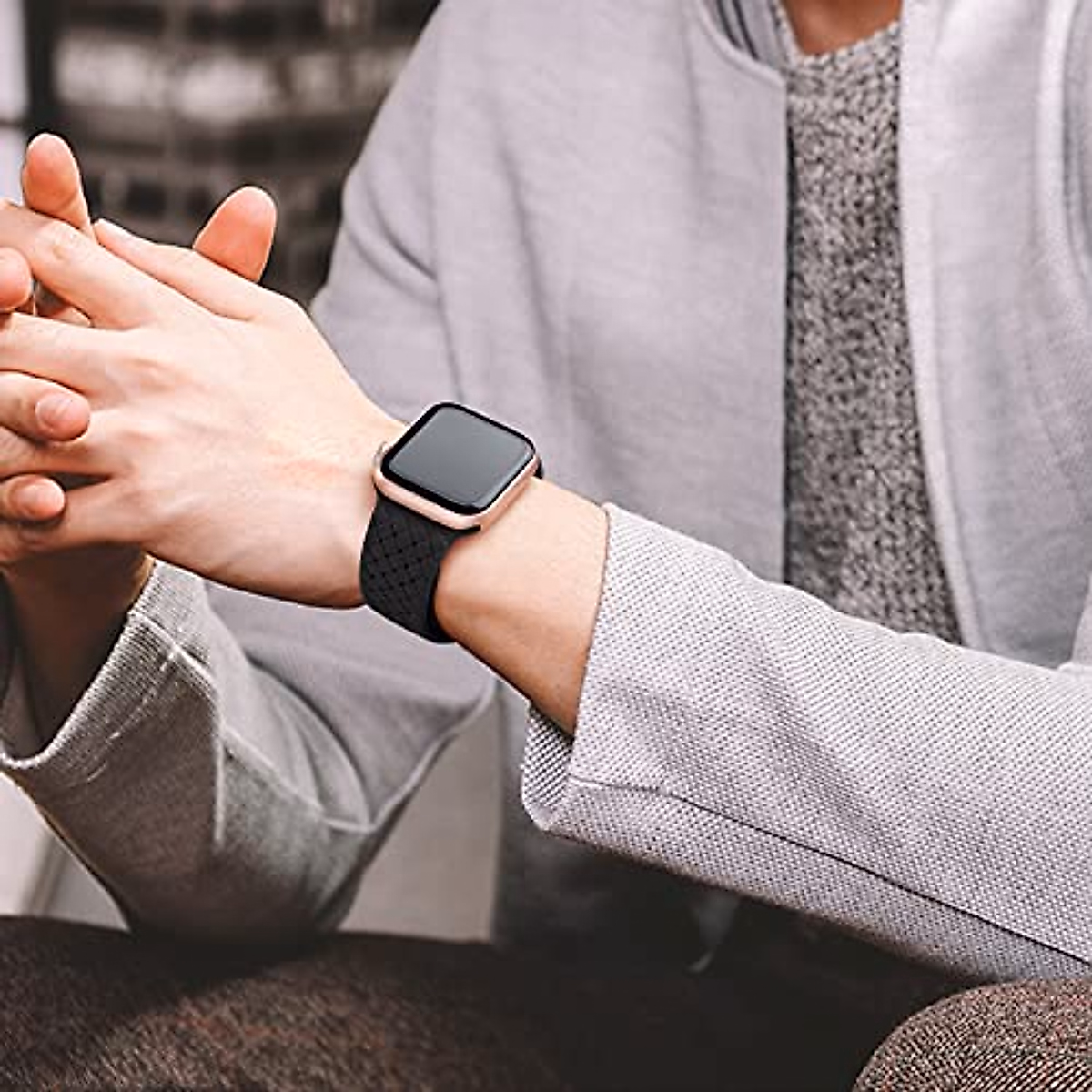 Sport Bands Compatible with Apple Watch Band 40mm 44mm 38mm 42mm 41mm 45mm 49mm Women Men,Soft Silicone Waterproof Strap Wristband for iWatch Series Ultra 8 7 6 5 4 3 2 1 SE,Black