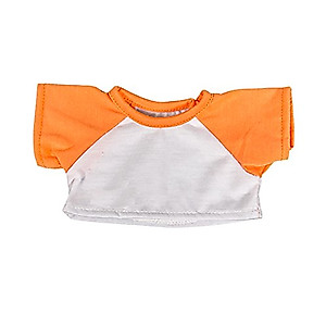 White Tee w/ Orange Sleeve Fits Most 8"-10" Webkinz, Shining Star and 8"-10" Make Your Own Stuffed Animals and