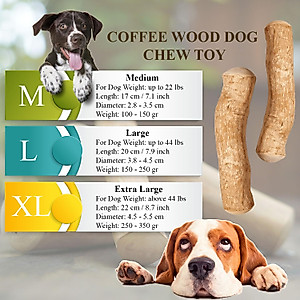 BENRIKIDS Real Coffee Wood Dog Chew, Long Lasting, Durable Chewable Stick and Dog Toy, Wood Chew Toy for Dogs, Dental Care & Chewing Muscle Training Coffee Wood Stick for Dogs, 1Pc Size M