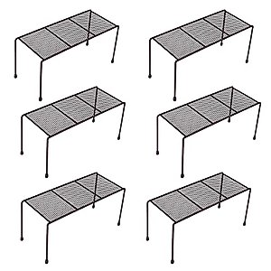 Mini Mesh Kitchen Shelves,Cabinet Storage Shelf Rack, Cabinet Organization ,Kitchen Bathroom Pantry Cupboard Desk Home Office, Fridge, Cabinet, Bathroom Cupboard, Non-slip Plastic Feet (6, Black)