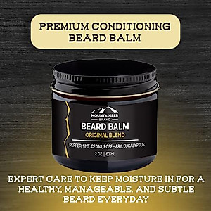 Mountaineer Brand Beard Balm for Men | All Natural Leave-In Conditioner to Moisturize Dry Itchy Skin | Beard Butter Hydrates, Softens and Tames Flyaway Hair | Adds Shine | Original Scent 2oz