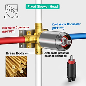 Esnbia Shower Tub Kit, Tub and Shower Faucet Set（Valve Included) with Rain Shower Head and Tub Spout, Single-Handle Tub and Shower Trim Kit,Chrome