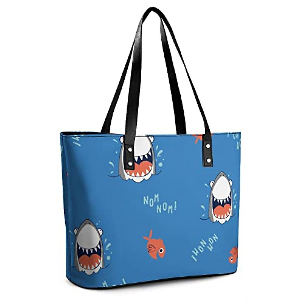Womens Handbag Shark Fish Leather Tote Bag Top Handle Satchel Bags For Lady