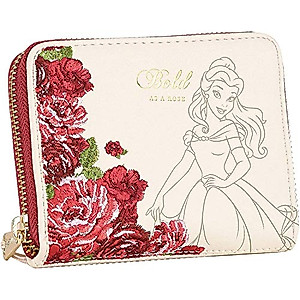 Loungefly Disney Belle Flowers Faux Leather Mini Zip Wallet