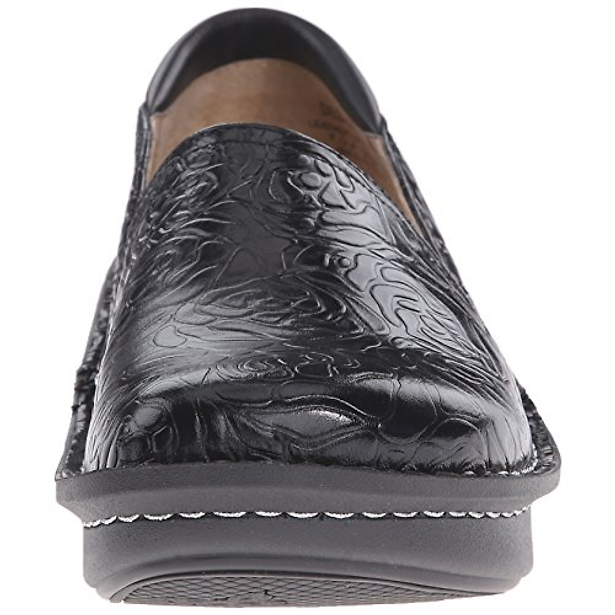 Alegria Debra Womens Professional Shoe Black Embossed Rose 7 M US