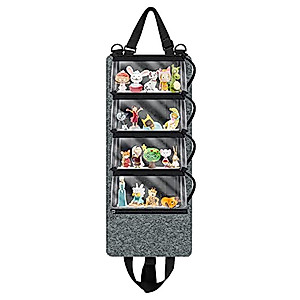 Annmore Display Shelves for Tonies Figures Carrying Case for LOL Surprise Dolls Storage Bag for Barbie, Gray