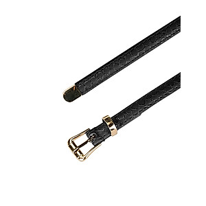 Allegra K Womens Skinny Embossed Leather Belts Alloy Pin Buckle Belt for Jeans Dresses Pants 104cm/41'' Black