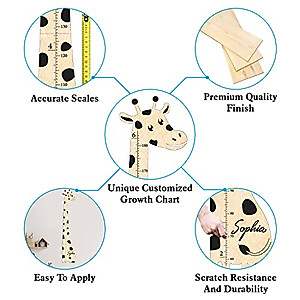 GADNIA Wooden Growth Chart for Kids, Boys & Girls | Cute Giraffe, Custom Height Chart, Measurement Ruler for Wall | Kids Bedroom, Playroom, Child's Room, Nursery Decor Decoration Wall Art