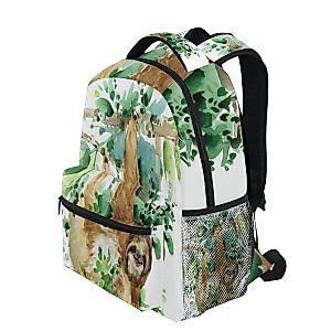 Tropical Animal Sloth Watercolor Backpack Travel School Shoulder Bag for Kids Boys Girls Women Men 11.5x8x16 in
