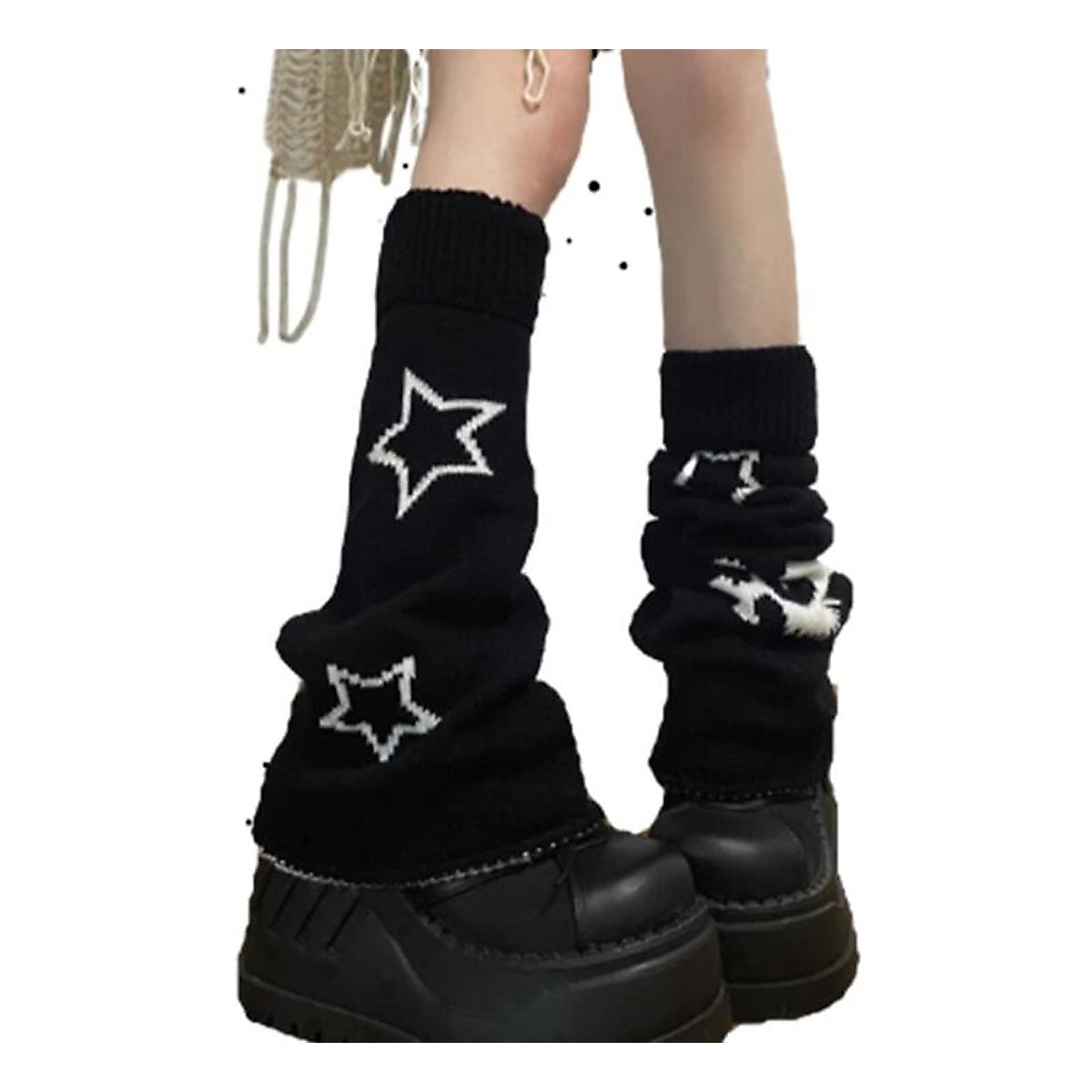 SmilePunk kawaii Winter Leg Warmers Knitted Cute Subculture Half Sleeve Foot Leg Warm Socks Cycling Christmas Gift Women (purple)