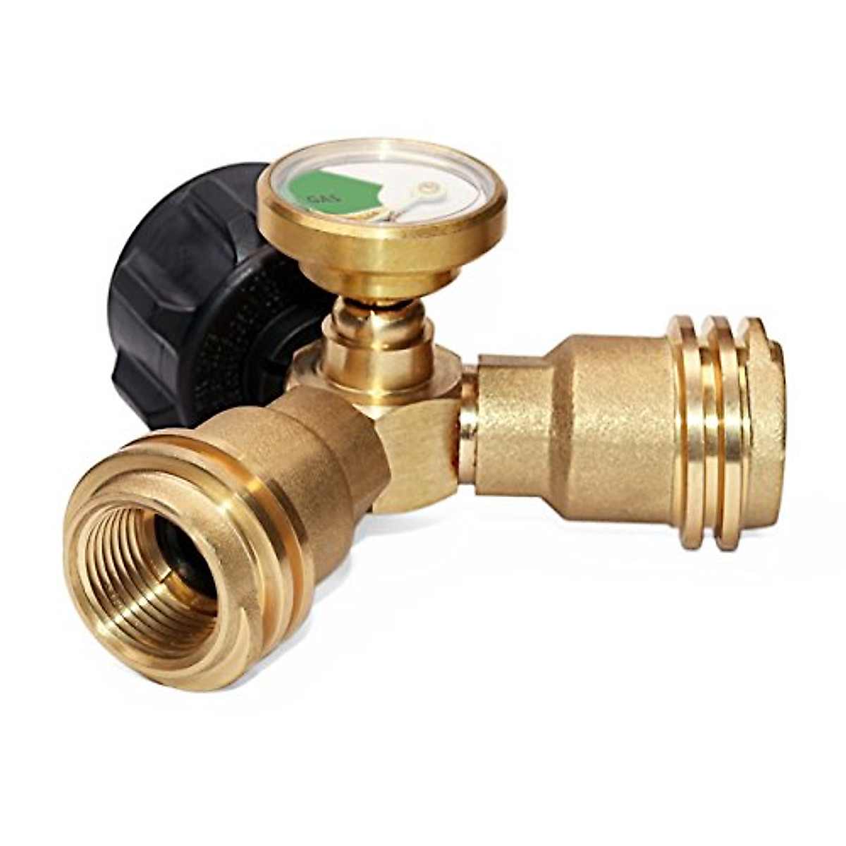 DOZYANT Propane Splitter, Propane Tank Y Splitter Adapter with Gauge, 2 Way LP Gas Adapter Tee Connector for 20lb Propane Tank Cylinder, Work with BBQ Grills, Camping Stoves, Gas Burners, Heater