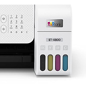 Epson EcoTank ET-4800 Wireless All-in-One Supertank Color Inkjet Printer Office, White - Print Copy Scan Fax - 10.0 ppm, 5760 x 1440 dpi, 8.5" x 14", Voice Activated, 30-Sheet ADF, Ethernet, DAODYANG